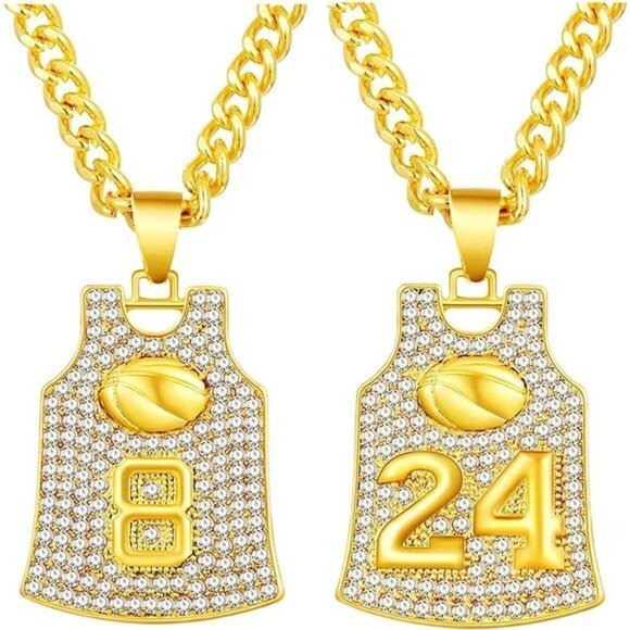Accessories | New Kobe Bryant Jersey Numbers Gold Iced Out Chain ...